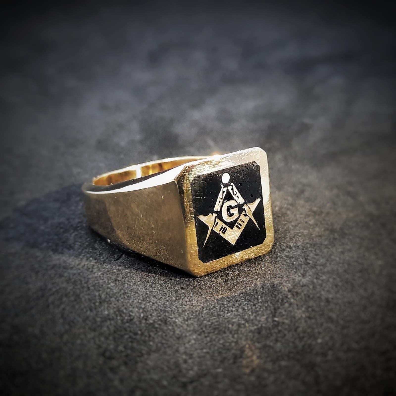Masonic gold ring with Enamel filament (Square model 2) – 14k gold ...