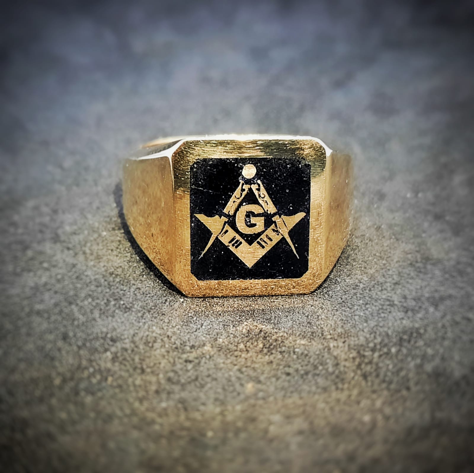 Masonic gold ring with Enamel filament (Square model 2) – 14k gold ...